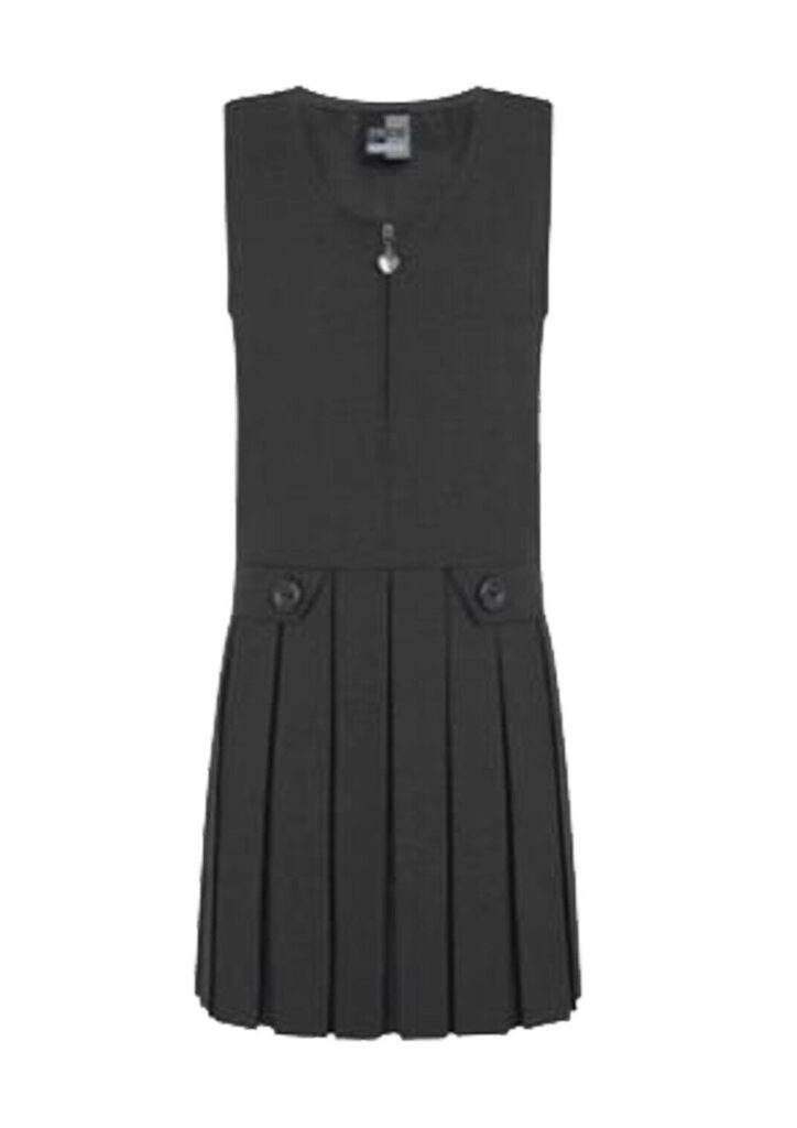 Girls Kids Uniform Box Pleat Pinafore School Wear Sleeveless Zip Front ...