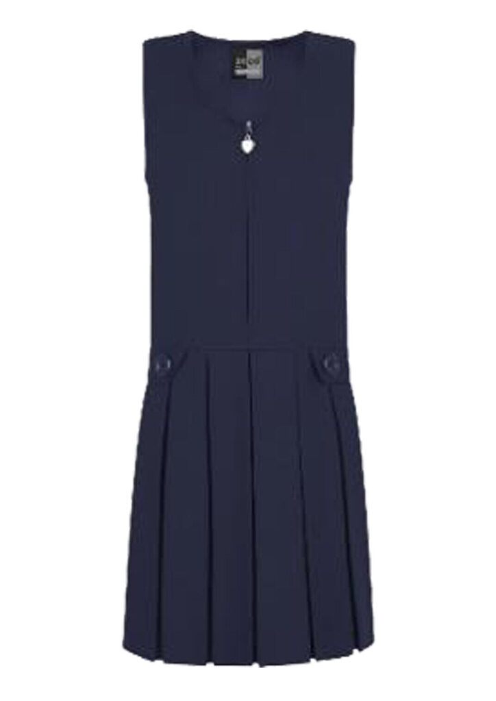Girls Kids Uniform Box Pleat Pinafore School Wear Sleeveless Zip Front ...